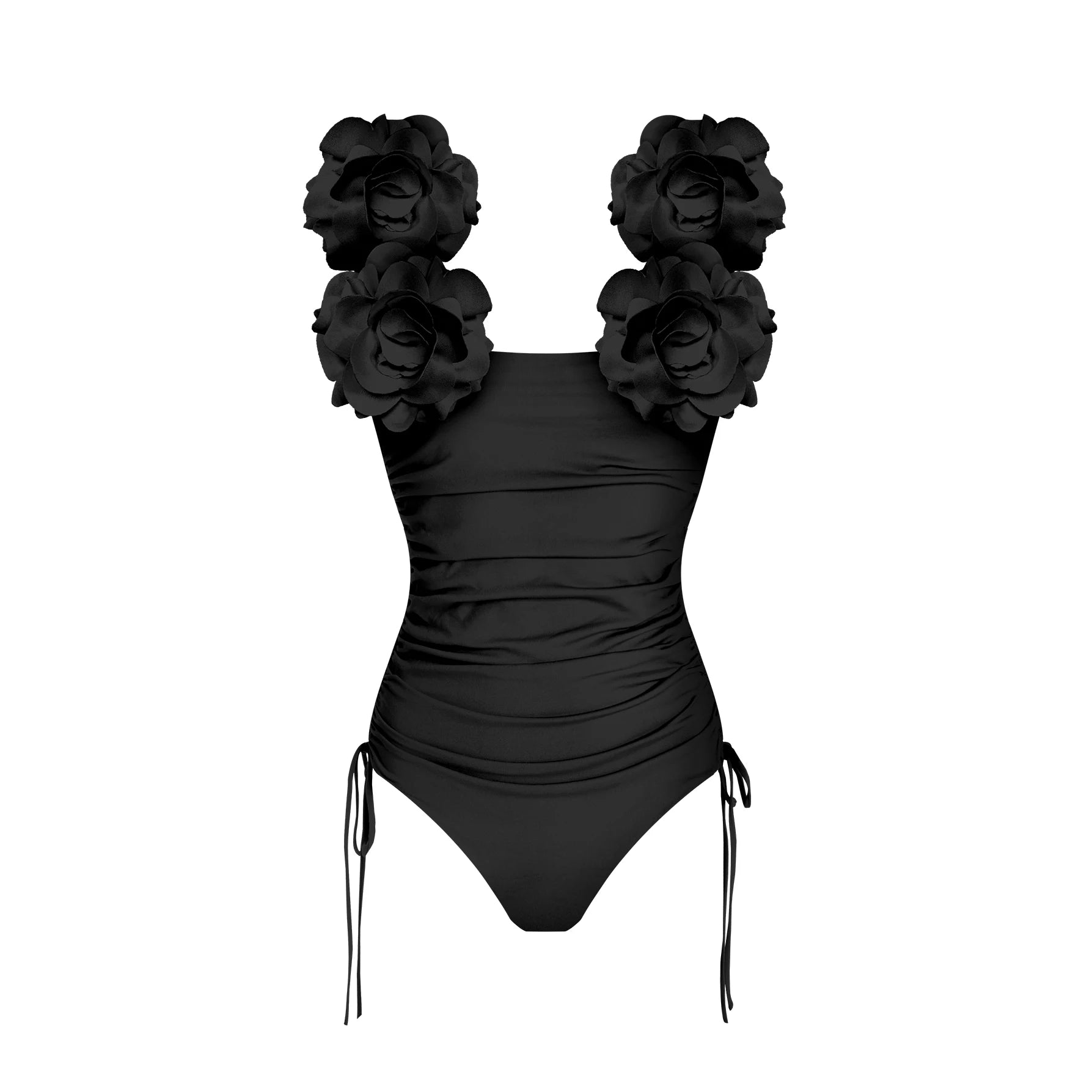Black 3d Flower One Piece Swimsuit Anna Kay And Co