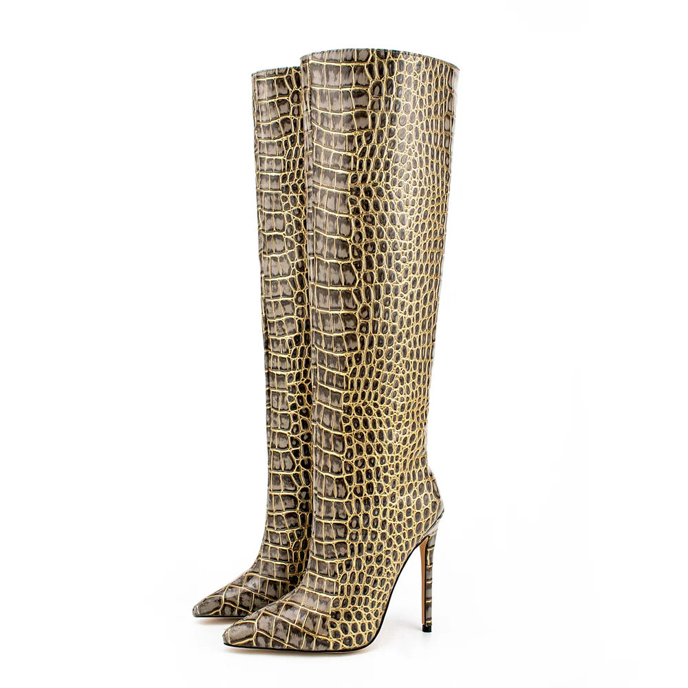 Stone Pattern High Heel Boots – Anna Kay & Co